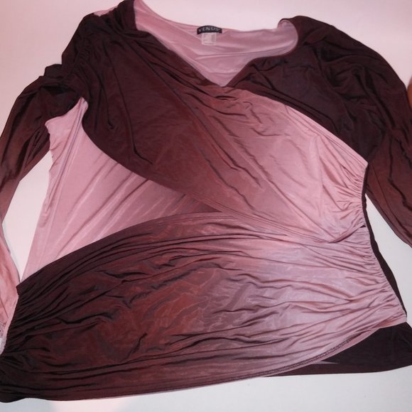 VENUS | Tops | Venus Blouse Womens 2x Draped Wrap Burgundy Mauve Pink ...